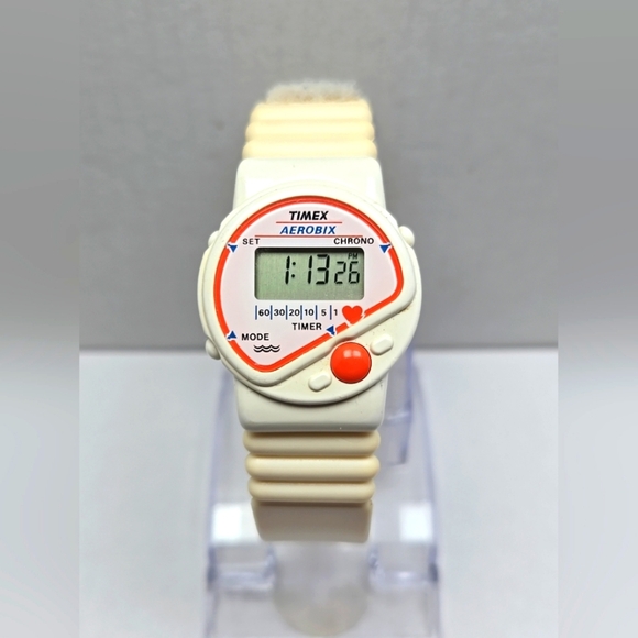 Timex | Accessories | Vintage 989 Timex Aerobix Digital Watch White Red ...